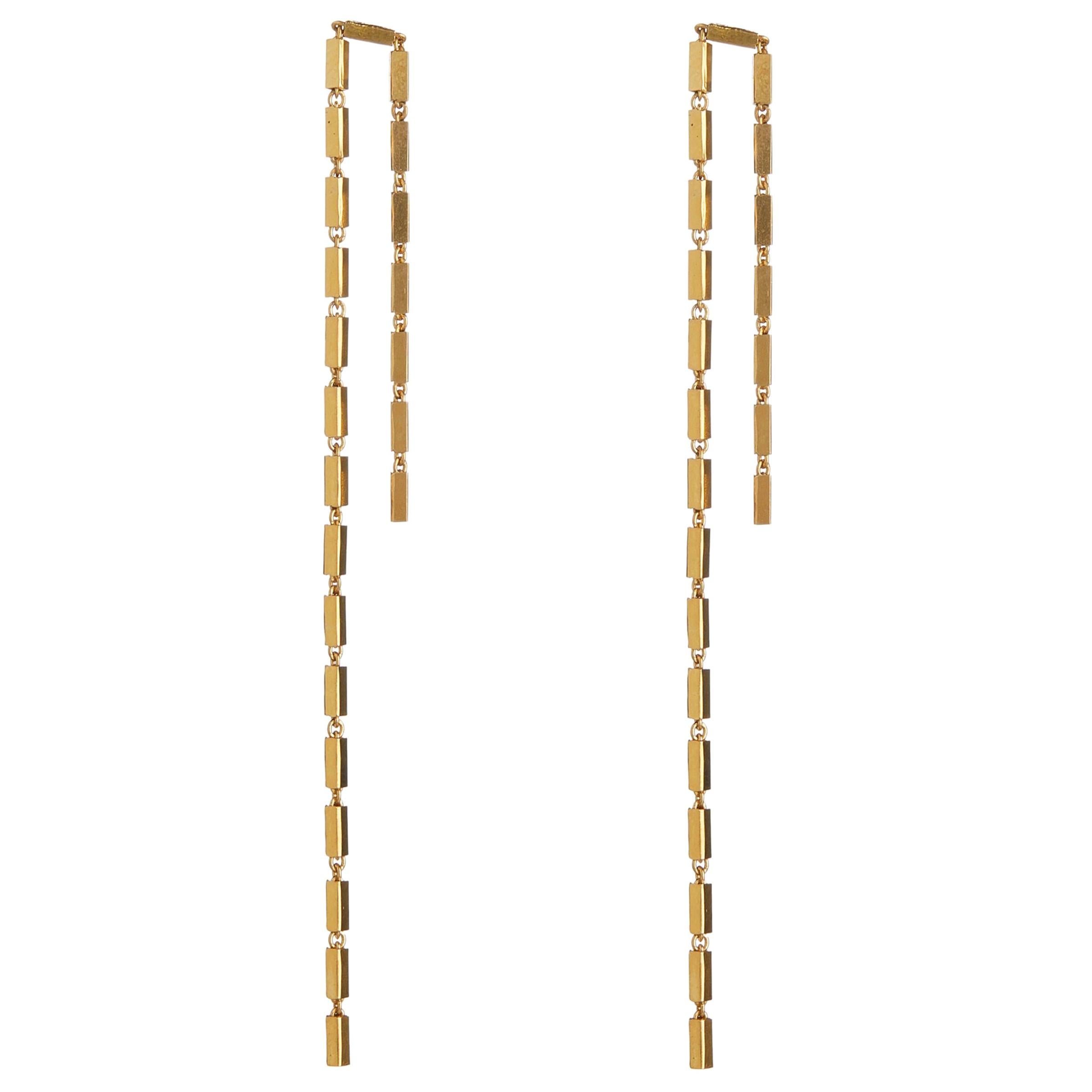 Sterling Silver Simple Greek Lightweight Chain Box Rectangular Earrings ...