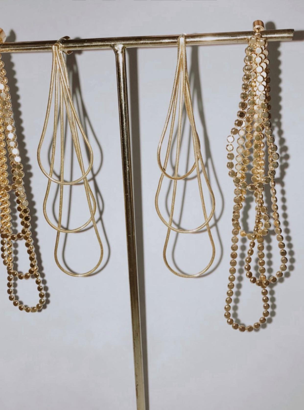Earrings Chains Drops Round Motif Chain 18K Gold-Plated Silver Greek ...