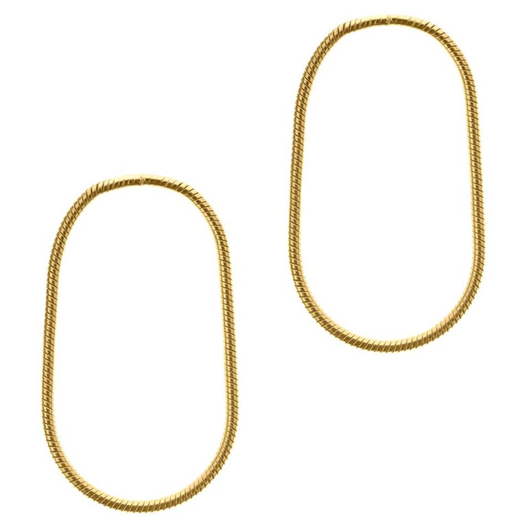 Earrings Hoop Shape Minimal Snake Chain 18 Karat Gold-Plated Silver ...