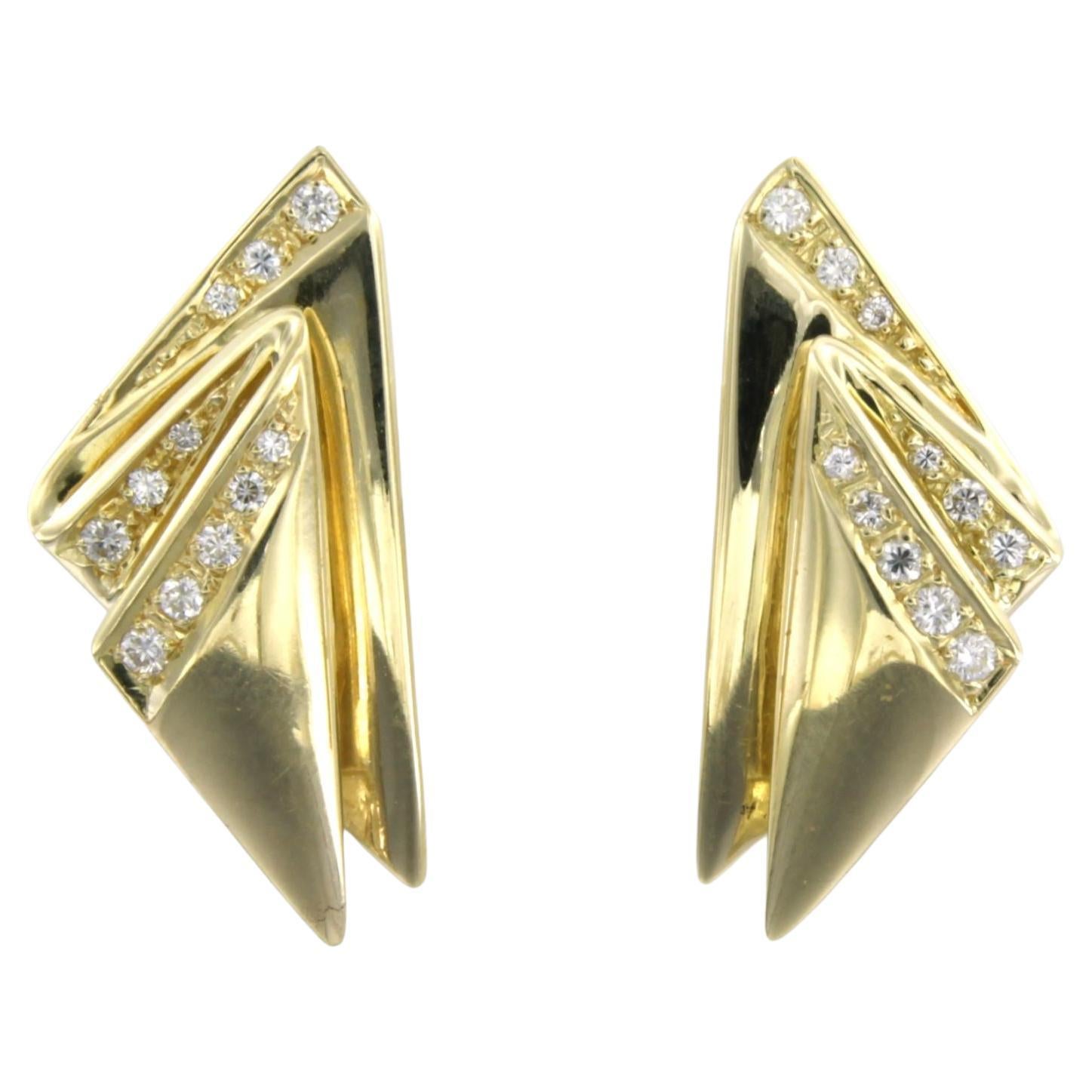 Earrings set with brilliant cut diamonds up to 0.60ct 14kt bicolour ...