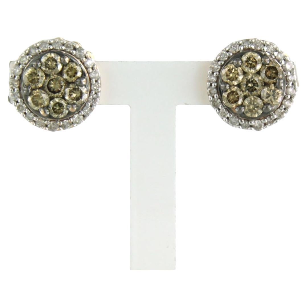 Earrings set with diamonds 18k bicolour gold For Sale at 1stDibs