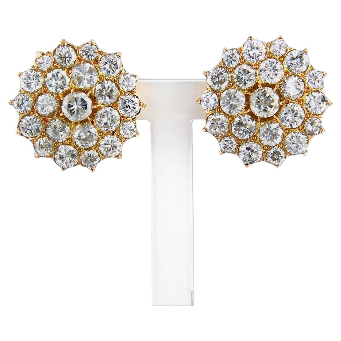 Earrings set with diamonds 14k pink gold For Sale at 1stDibs