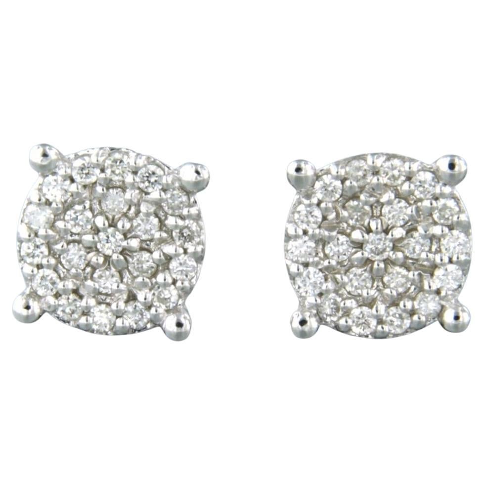Earring studs set with diamonds 14k white gold For Sale at 1stDibs