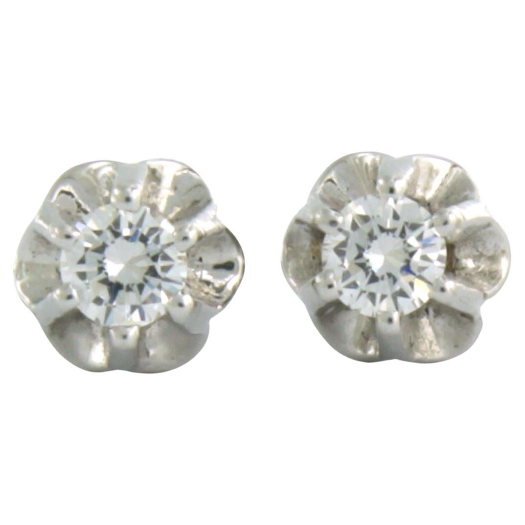 Earring studs set with diamonds 14k white gold For Sale at 1stDibs