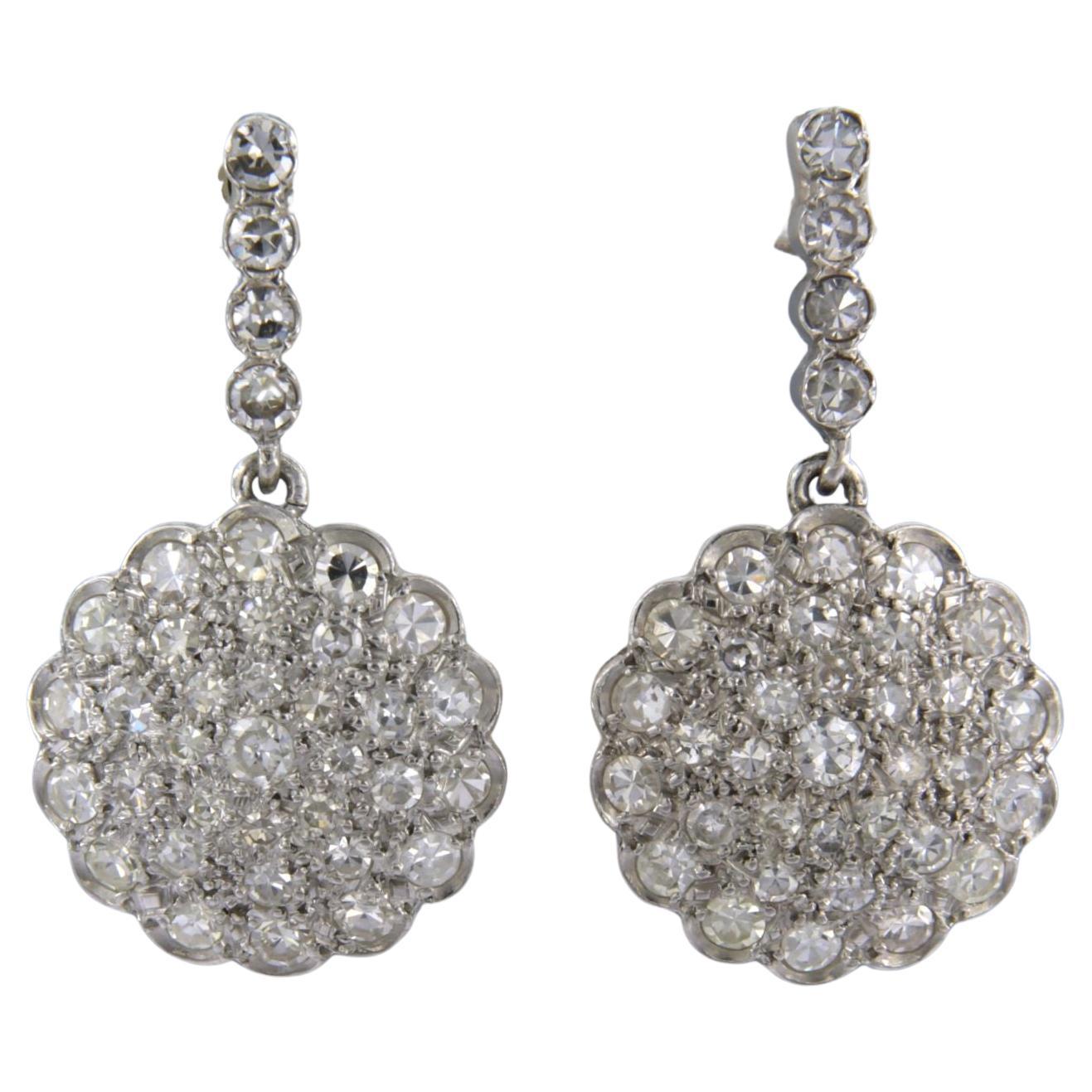 Earrings set with diamonds 14k yellow gold For Sale at 1stDibs