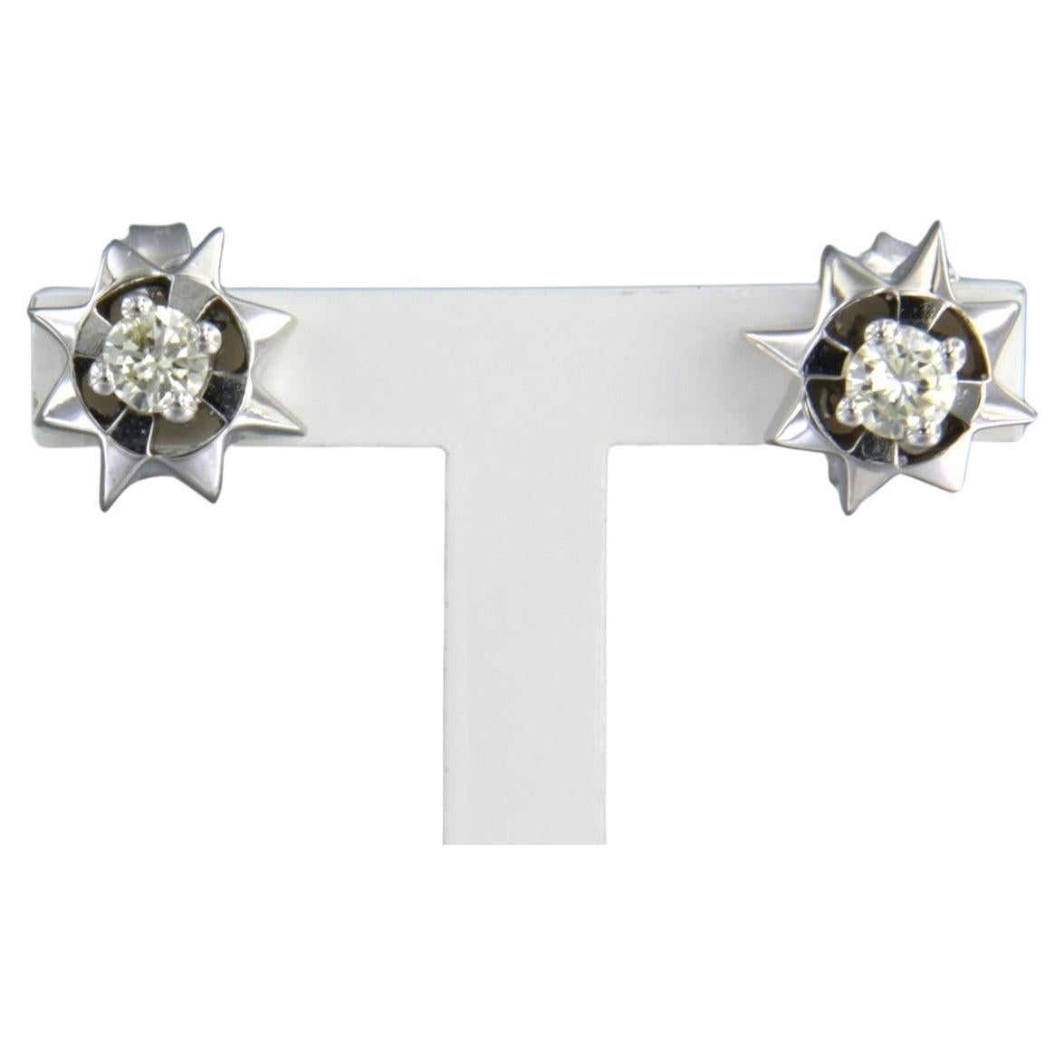 Earrings studs set with diamonds 14k white gold For Sale at 1stDibs