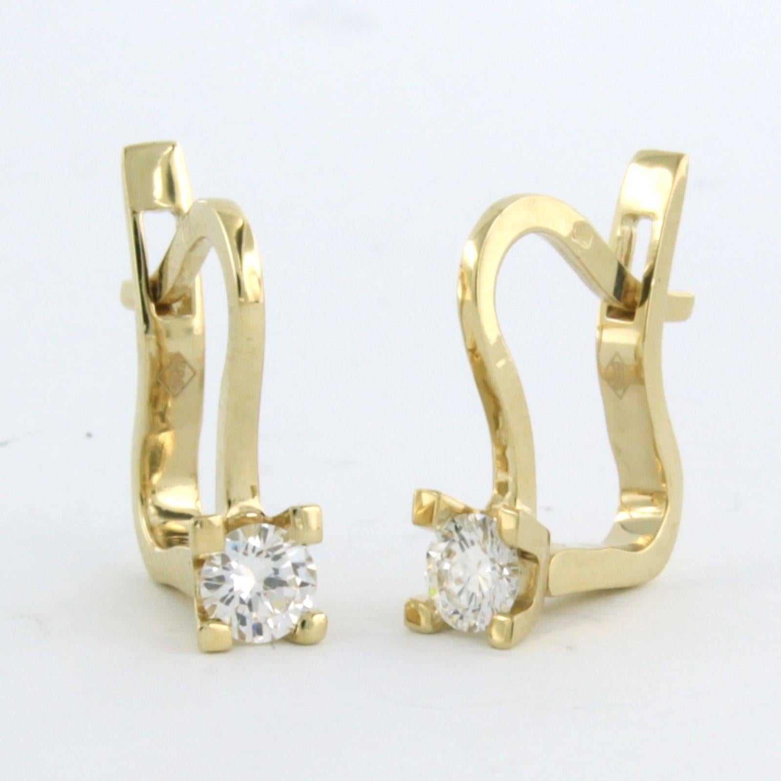 Earrings set with diamonds 14k yellow gold For Sale at 1stDibs