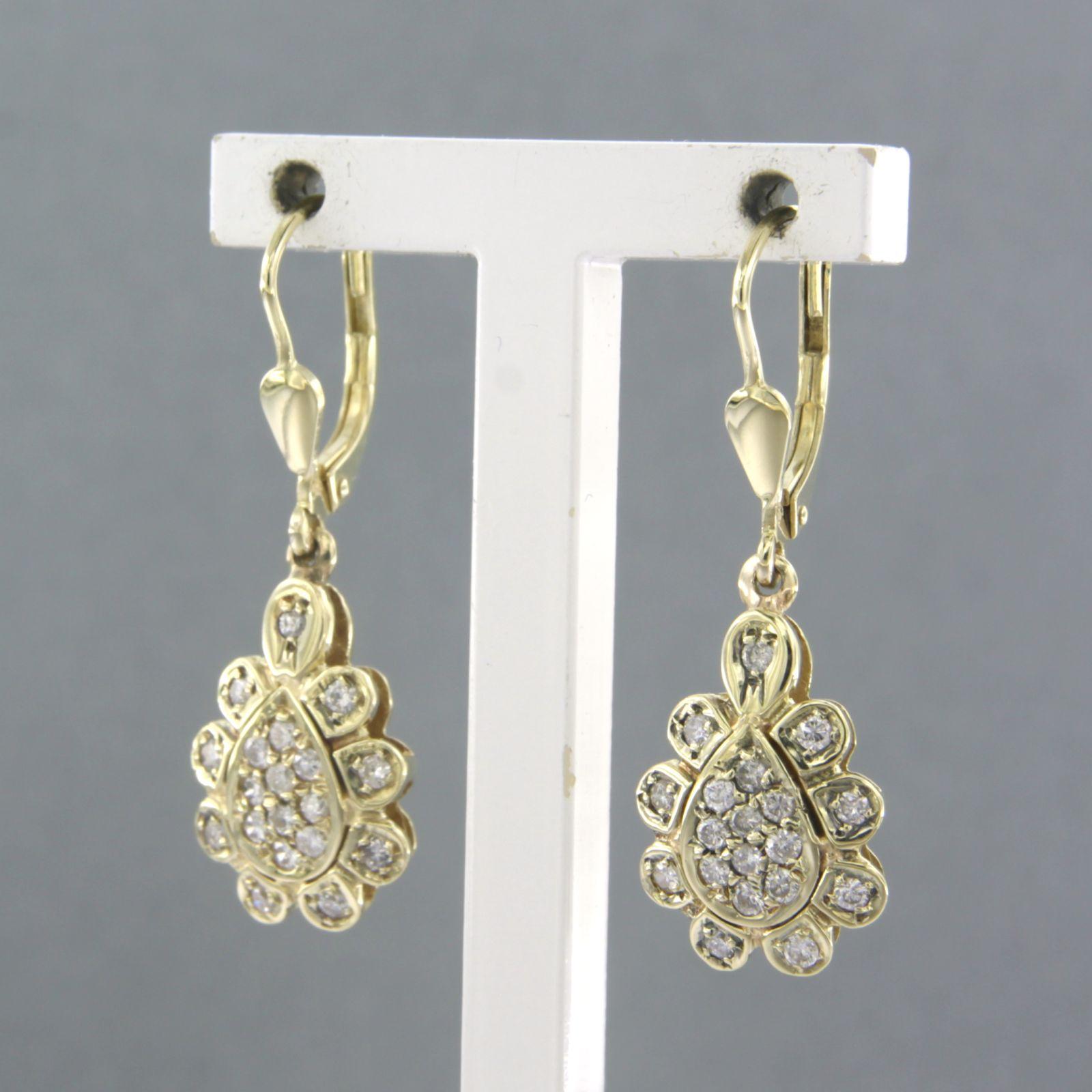 Earrings set with diamonds 14k yellow gold For Sale at 1stDibs