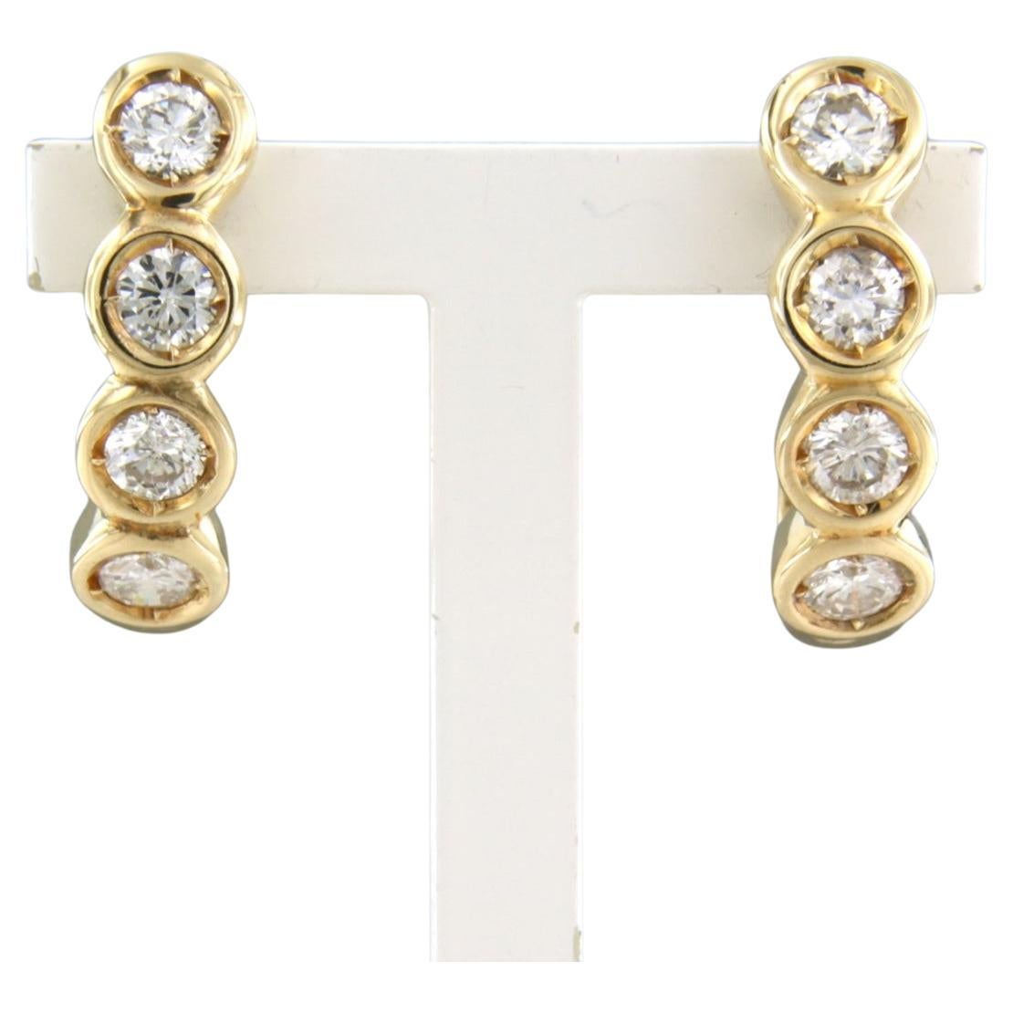 Earrings with blue topaz and diamonds 14k yellow gold For Sale at 1stDibs