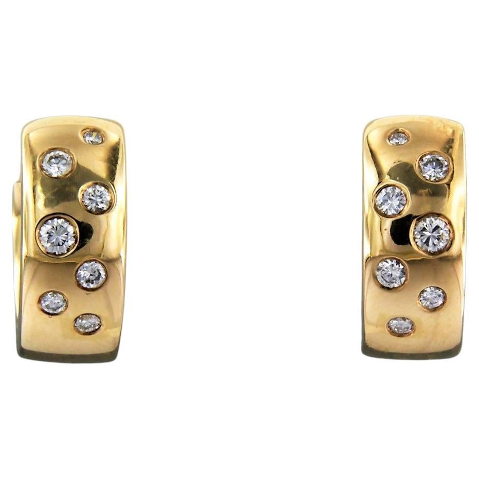 Earrings set with diamonds 14k yellow gold For Sale at 1stDibs
