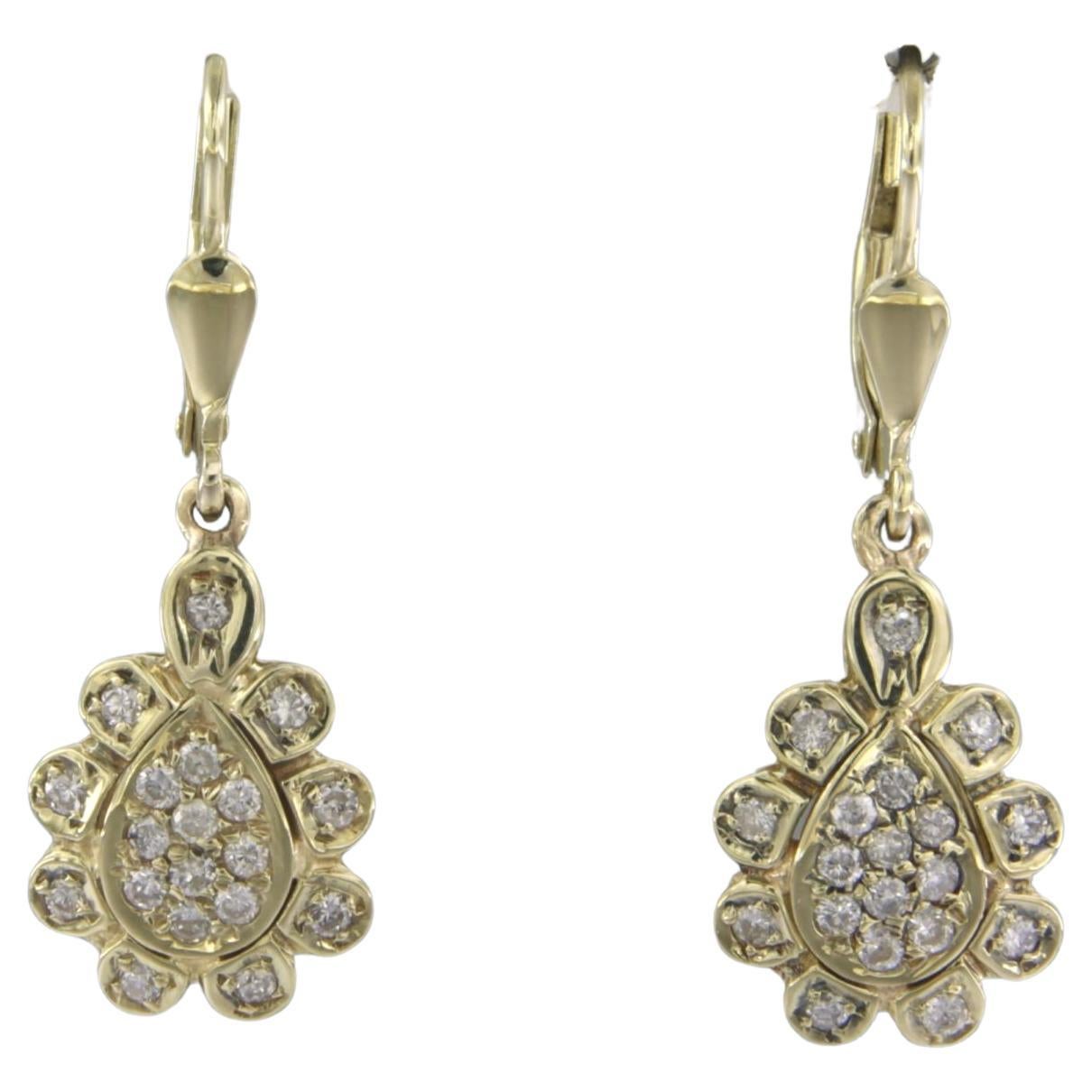 Earrings set with diamonds 14k yellow gold For Sale at 1stDibs