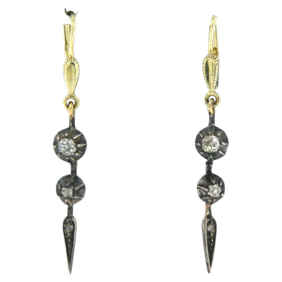 Earrings set with diamonds 14k yellow gold For Sale at 1stDibs
