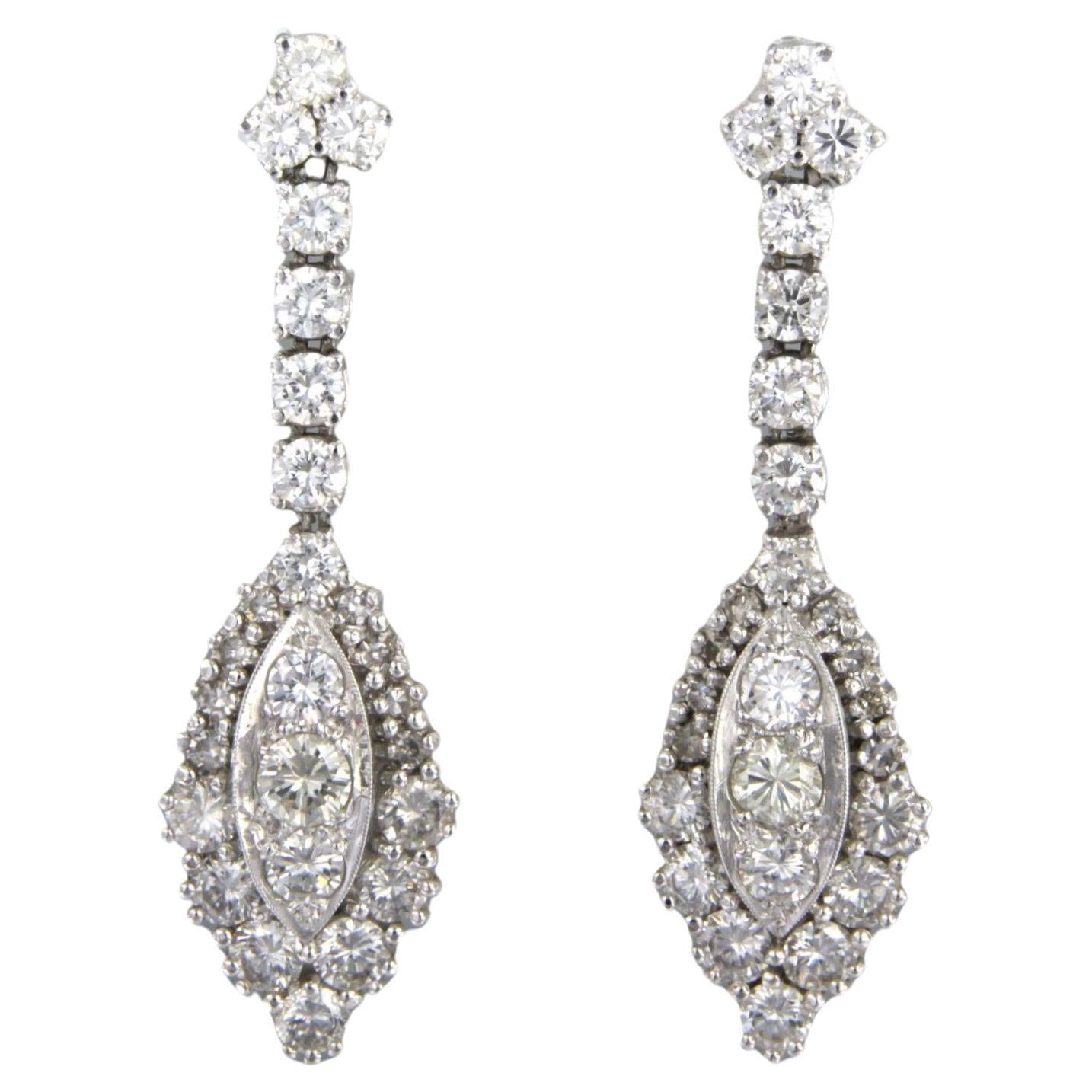 Earrings set with sapphire and diamonds 14k white gold For Sale at 1stDibs
