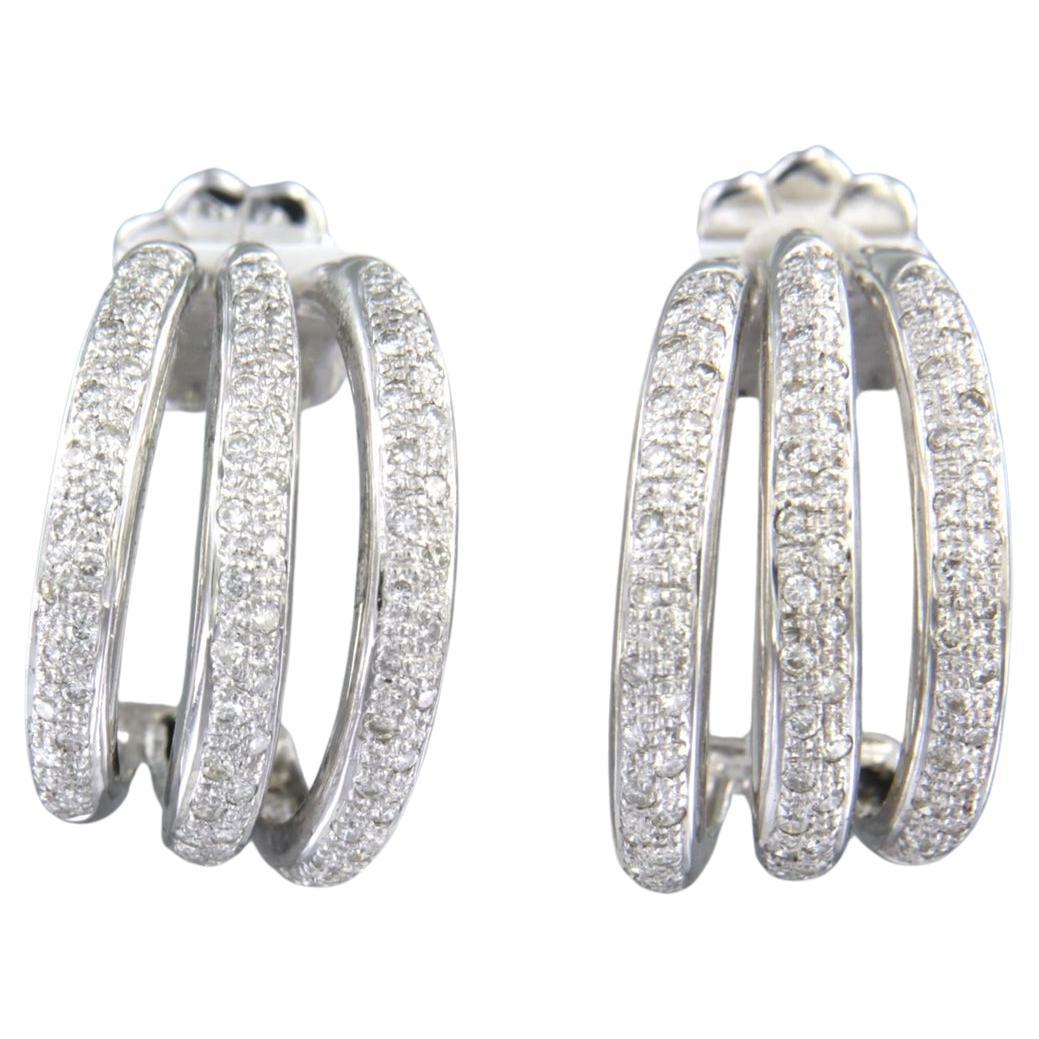 Earrings set with brilliant cut diamonds up to 0.60ct 14kt bicolour ...