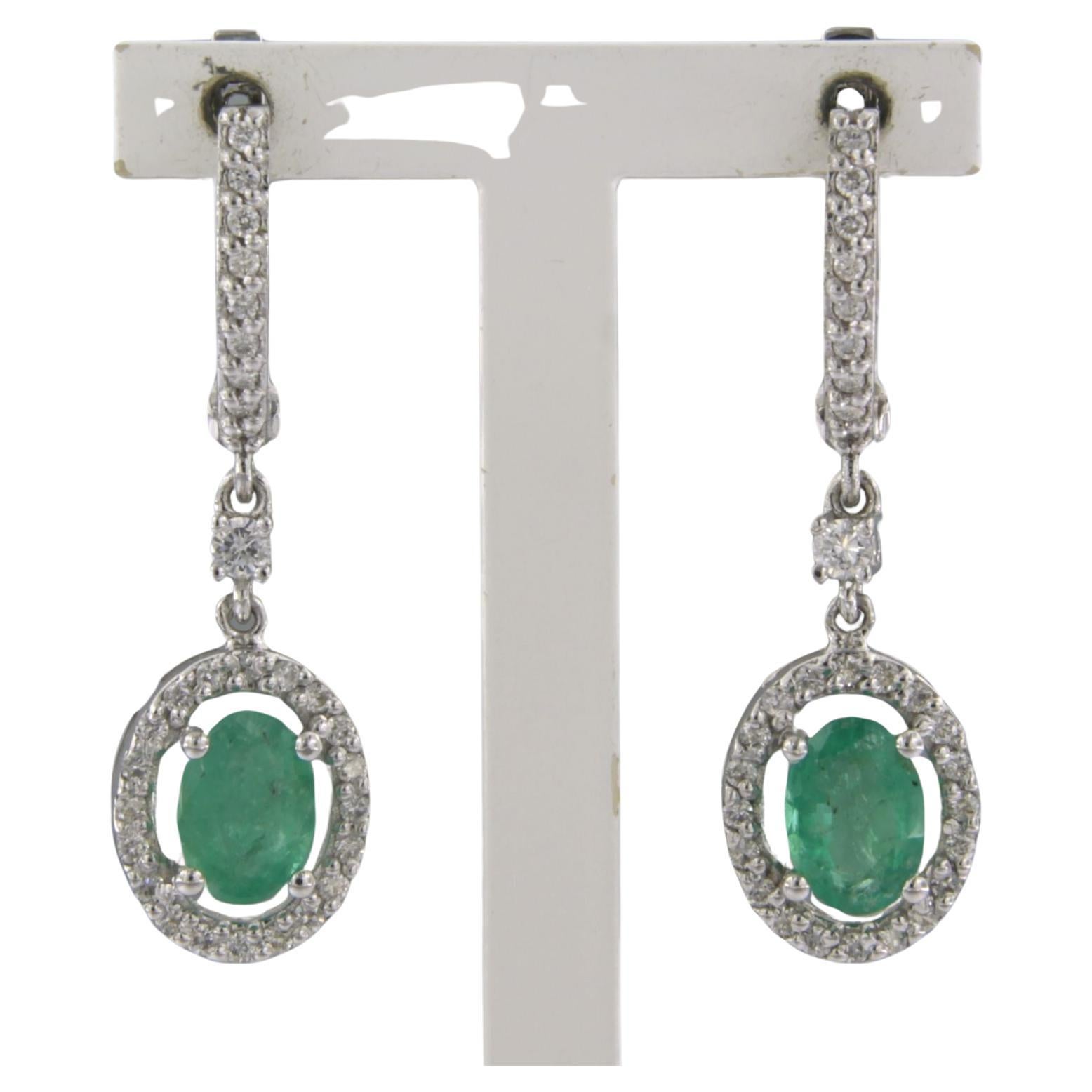 Earrings set with diamonds 14k white gold For Sale at 1stDibs