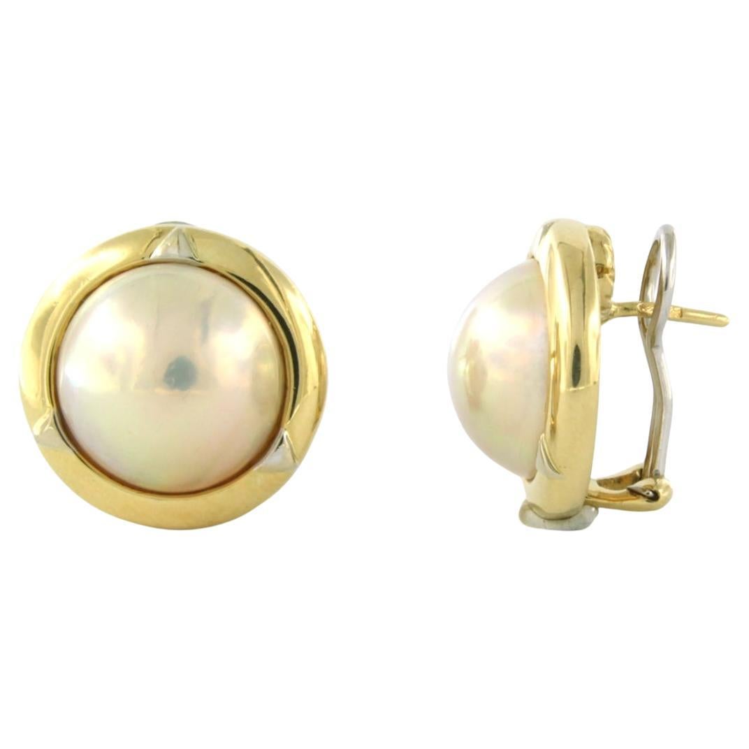 Earrings set with mabee pearl 18k yellow gold For Sale at 1stDibs