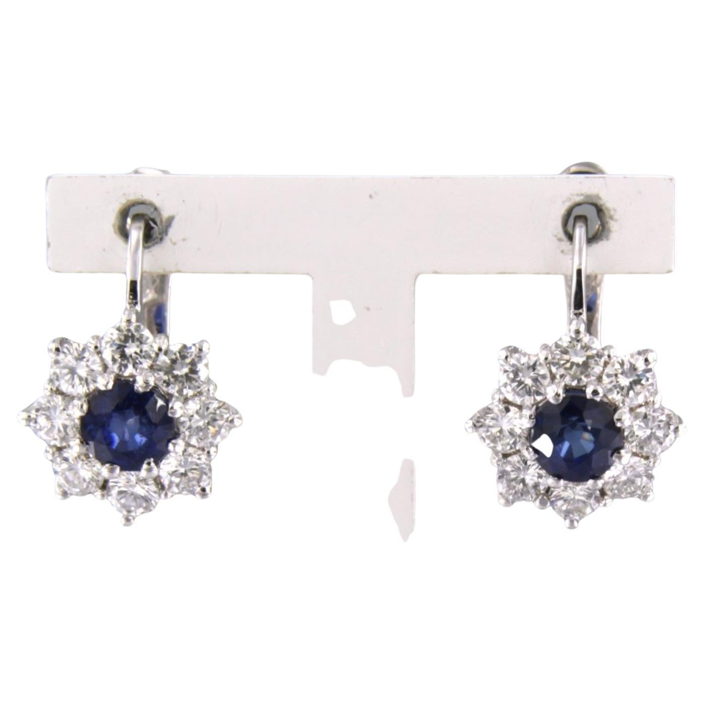 Earrings set with diamonds 14k white gold For Sale at 1stDibs