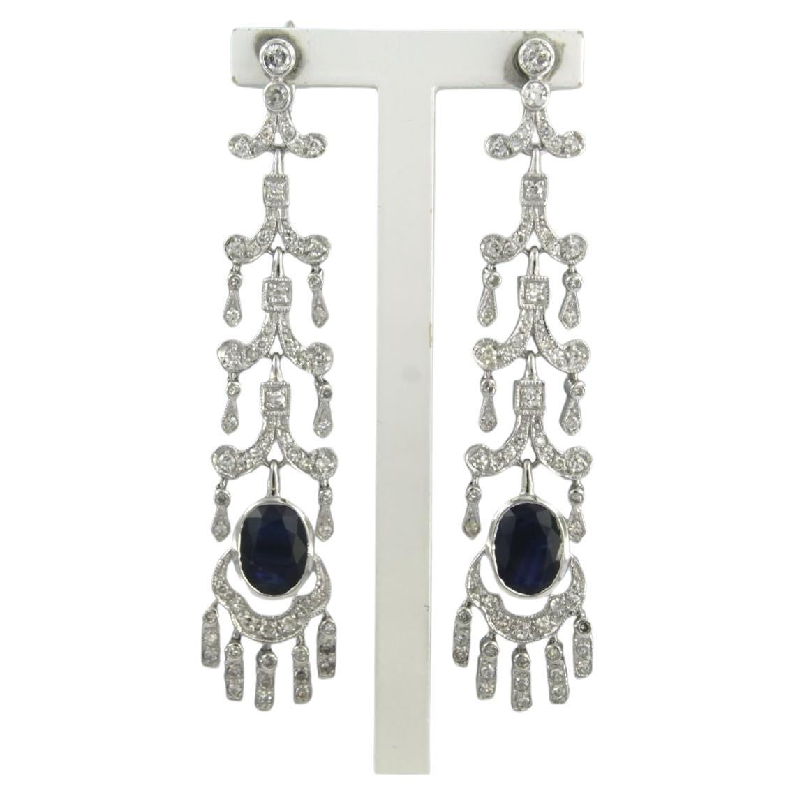 Earrings set with diamonds 14k white gold For Sale at 1stDibs