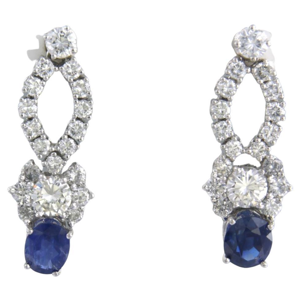 Earrings set with diamonds 18k white gold For Sale at 1stDibs