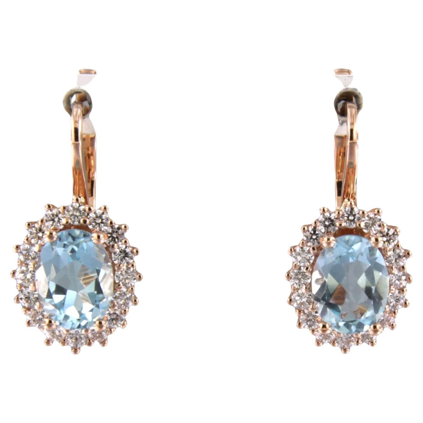 Earrings set with sapphire and brilliant cut diamonds up to 0.22ct 18k ...