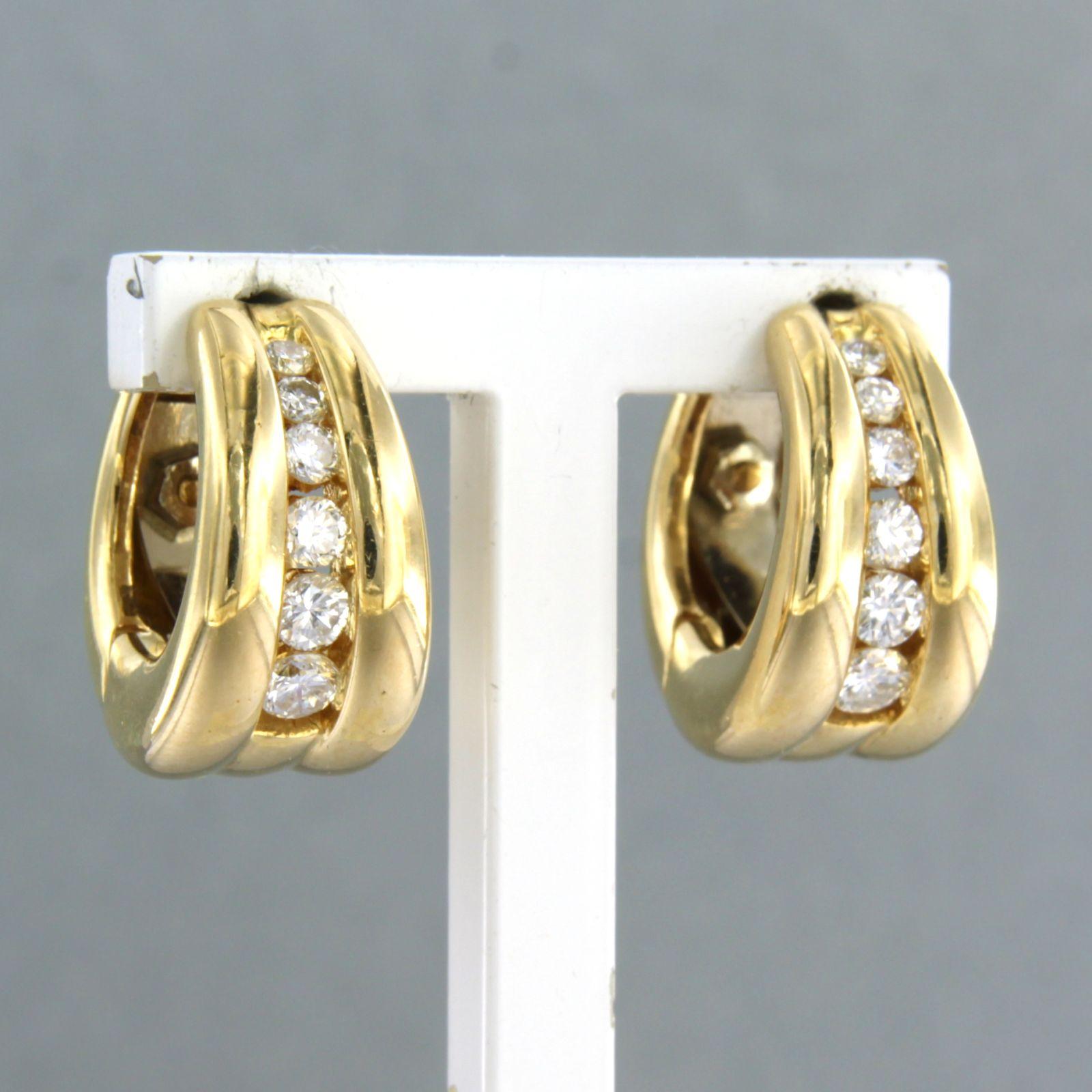 Earrings with brilliant cut diamonds up to 0.60ct 18k yellow gold For ...