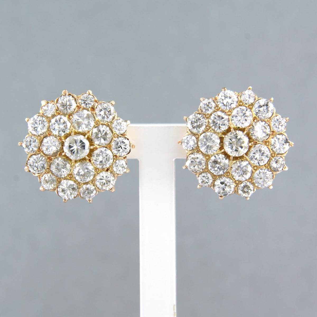 Earrings with brilliant cut diamonds up to 3.50ct 14k gold 5.4 grams ...