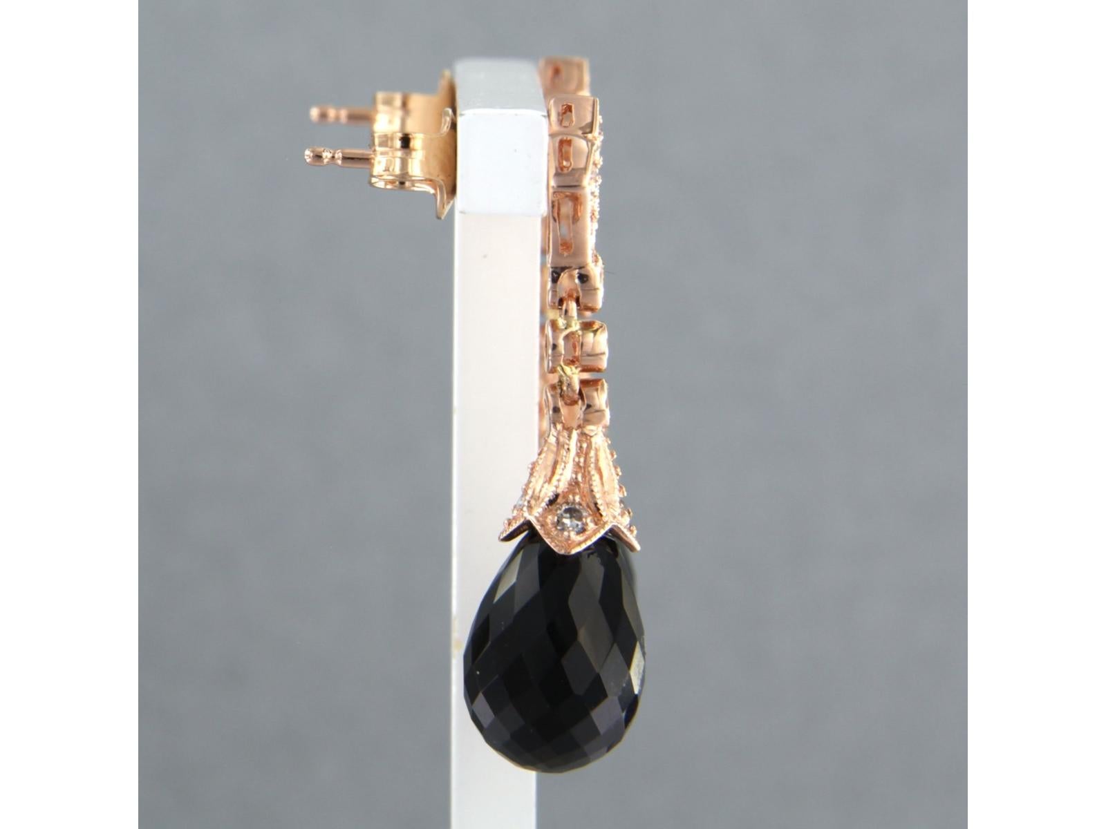 Earrings with onyx and single cut diamonds up to 0.34ct 14k gold 5.5 ...