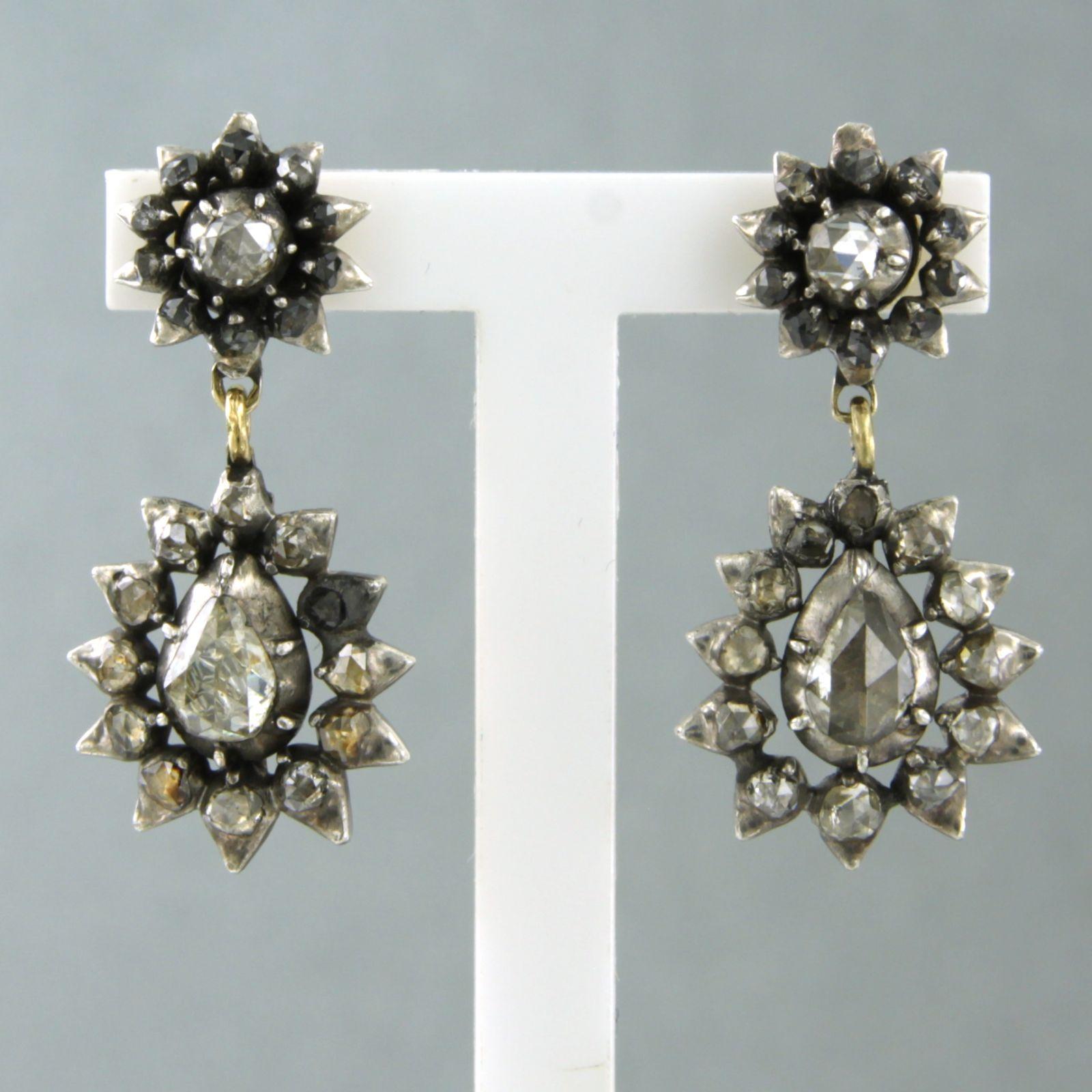 Earrings with rose cut diamonds up to 1.00ct 14k gold and silver For ...