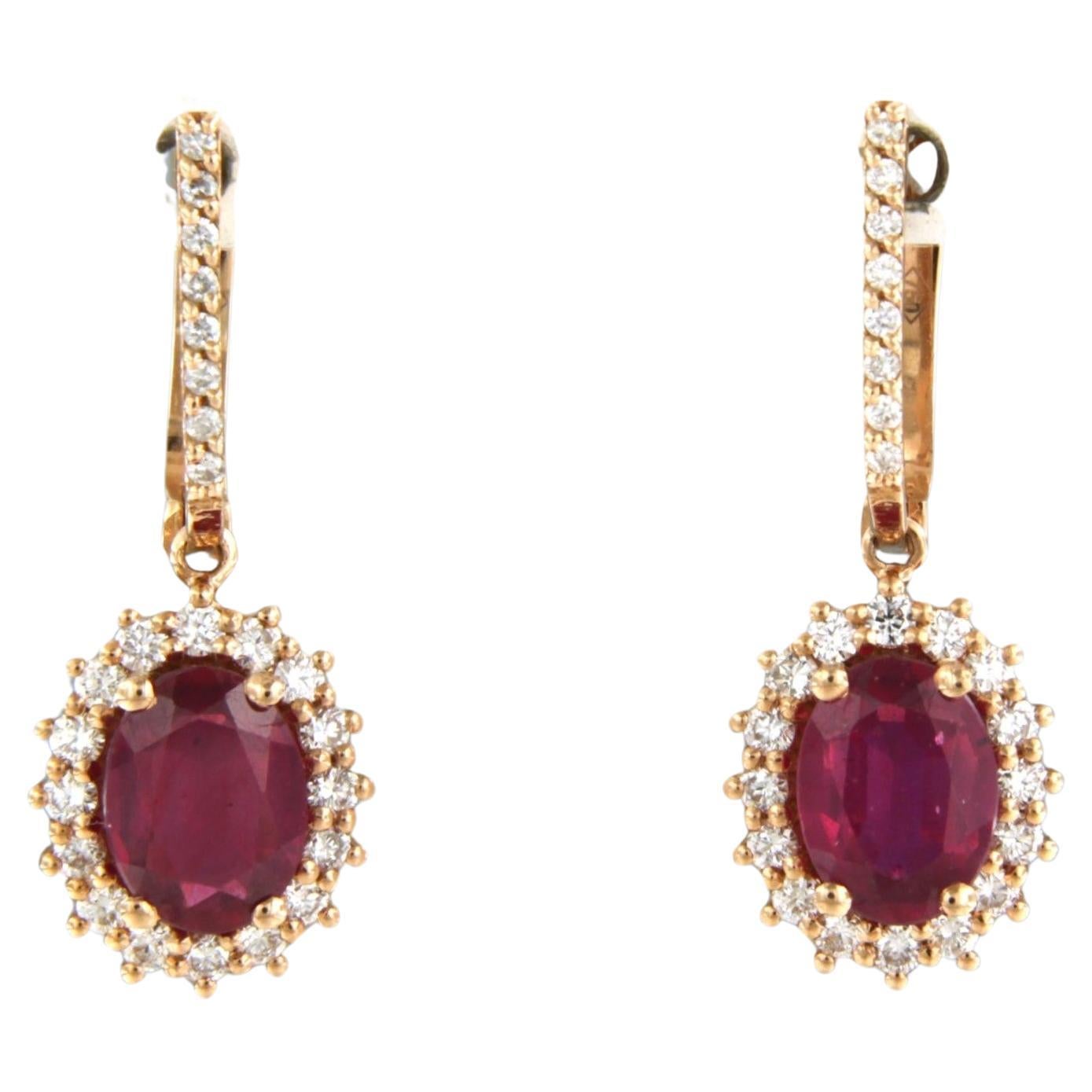 Earrings with ruby up to 1.80ct and brilliant cut diamonds up to 0.50ct ...