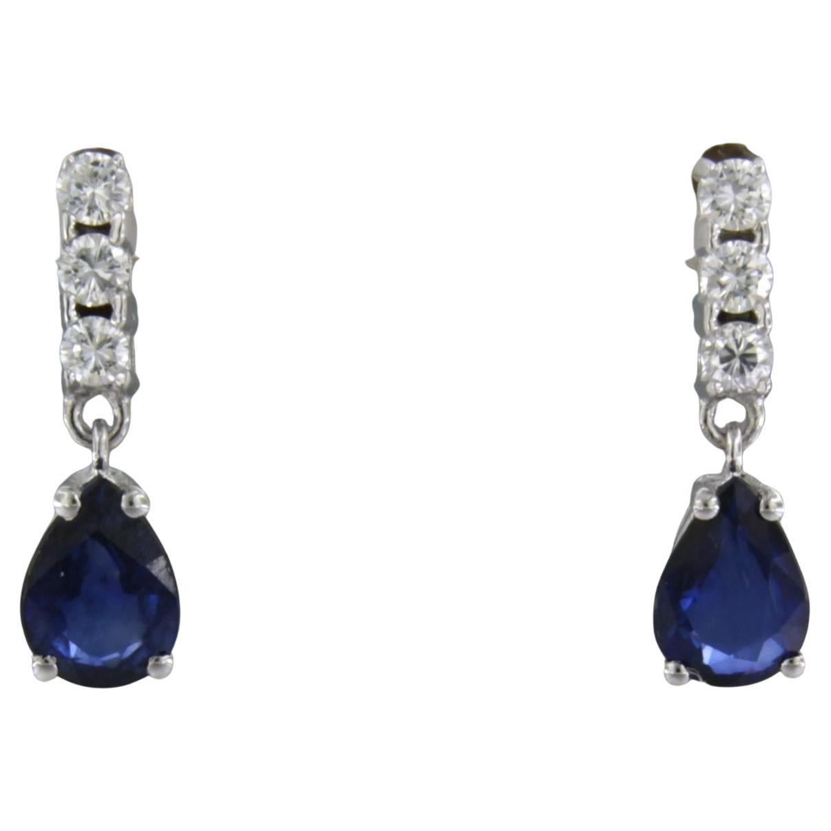 Earrings set with sapphire and brilliant cut diamonds up to 0.22ct 18k pink gold For Sale at 1stDibs