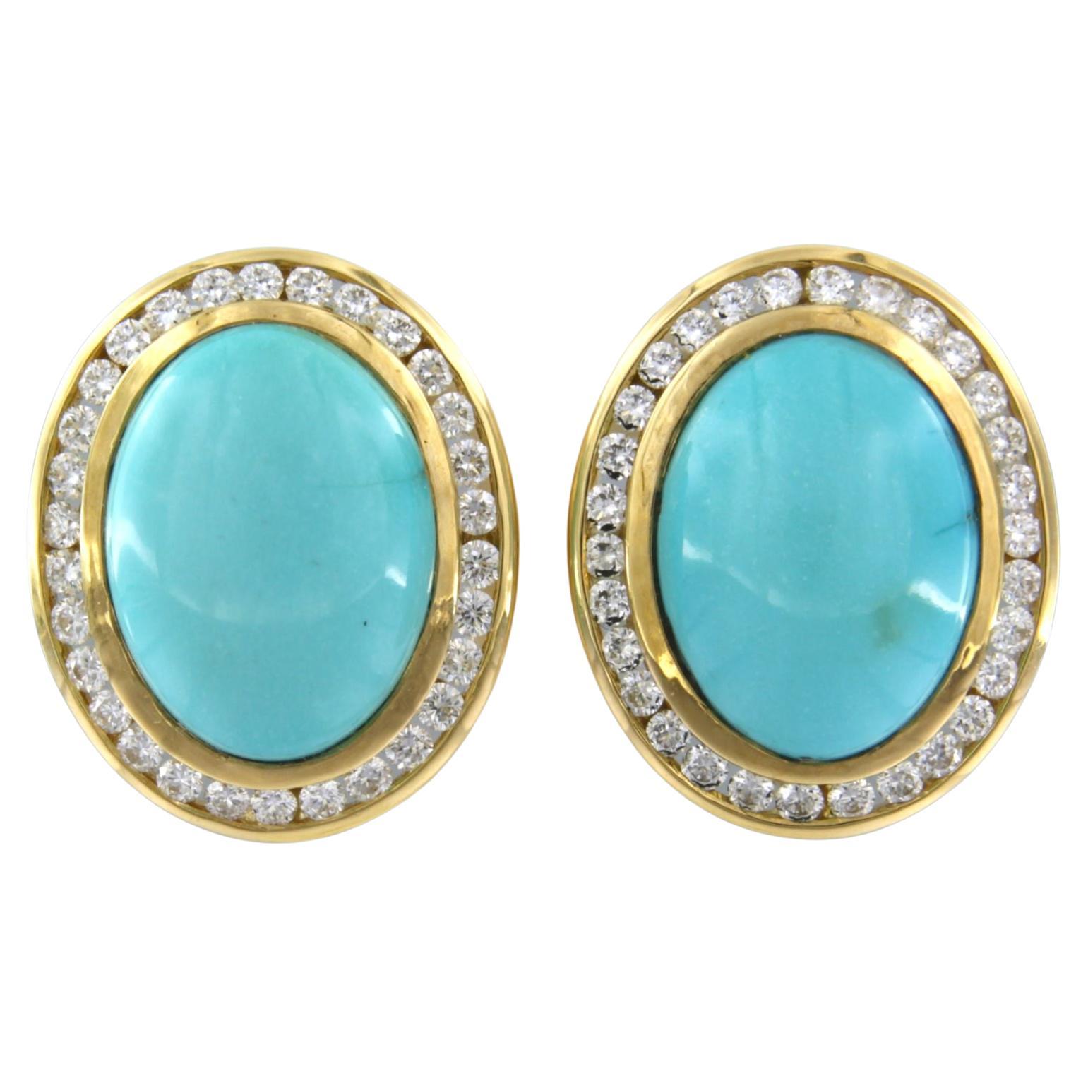 18K Gold Turquoise and Diamond Earrings For Sale at 1stDibs | turquoise ...