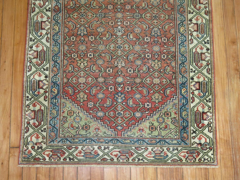 Earth Color Rust Green Blue Herati Wool Oriental Persian Throw Rug For ...