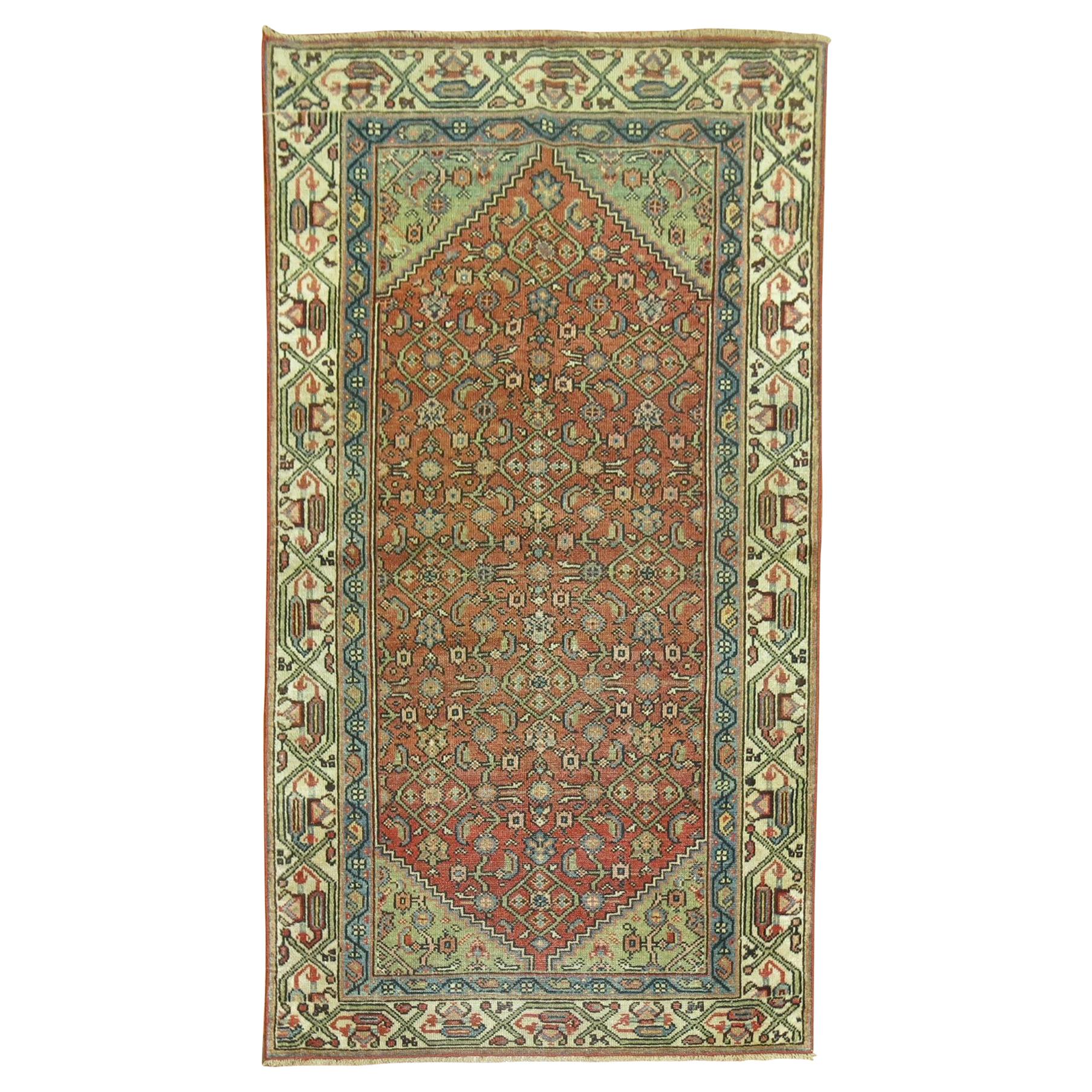 Modern Persian Oushak Rug in Rust Color with White and Green Floral ...