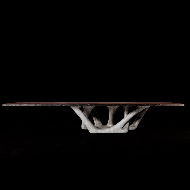 "Earth Dining Table" in Wood with Travertine by Mehmet Orel For Sale at 1stDibs