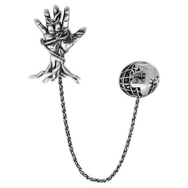 Earth Hand Pin with Enamel For Sale at 1stDibs