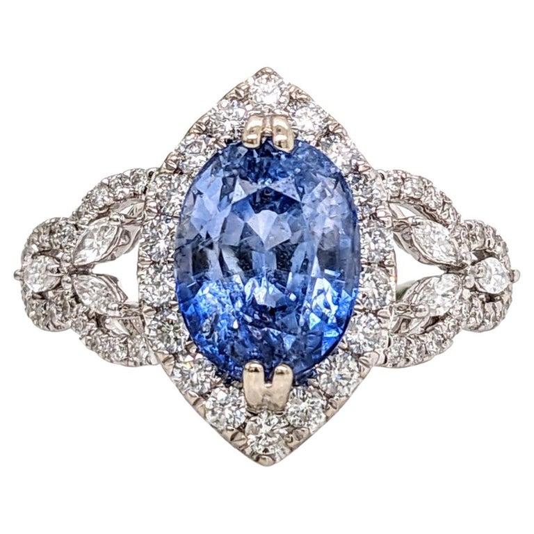 Earth Mined 3.64ct Ceylon Sapphire Ring in 14K White Gold w Diamond ...