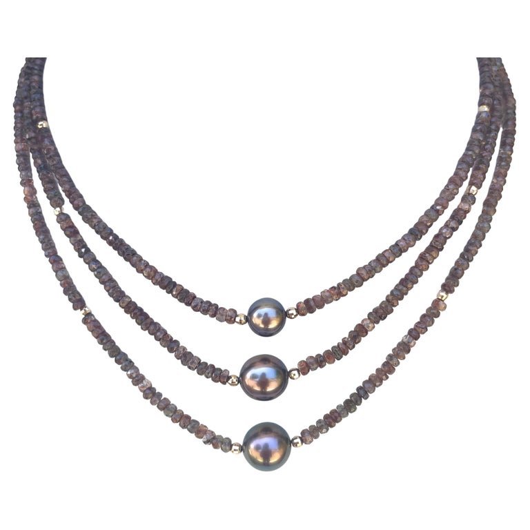 Earthtone Andalusite with Copper Tahitian Pearls Necklace For Sale at ...