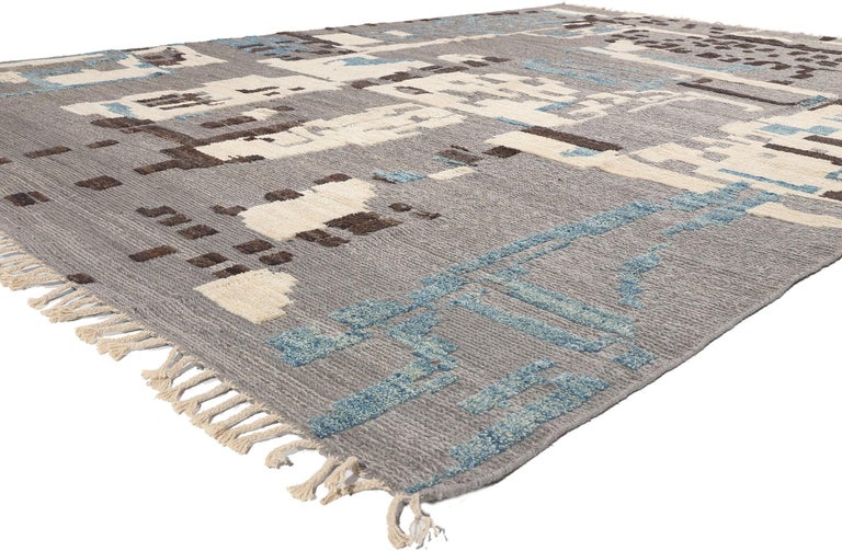 Earth-Tone Modern Moroccan High-Low Rug Inspired by Nature, Biophilic ...