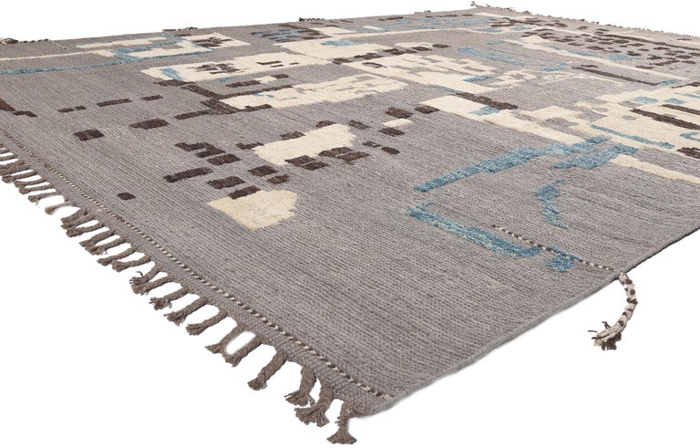 Earth-Tone Modern Moroccan High-Low Rug Inspired by Nature, Biophilic ...