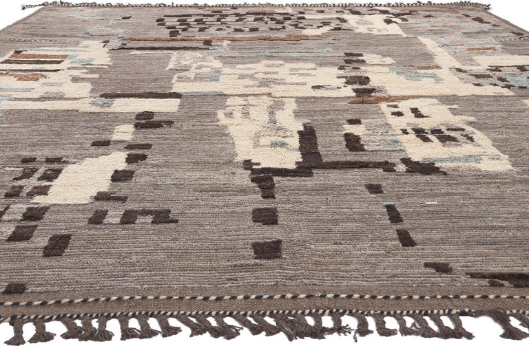 Earth-Tone Modern Moroccan High-Low Rug Inspired by Nature, Biophilic ...