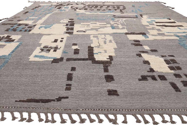 Earth-Tone Modern Moroccan High-Low Rug Inspired by Nature, Biophilic ...