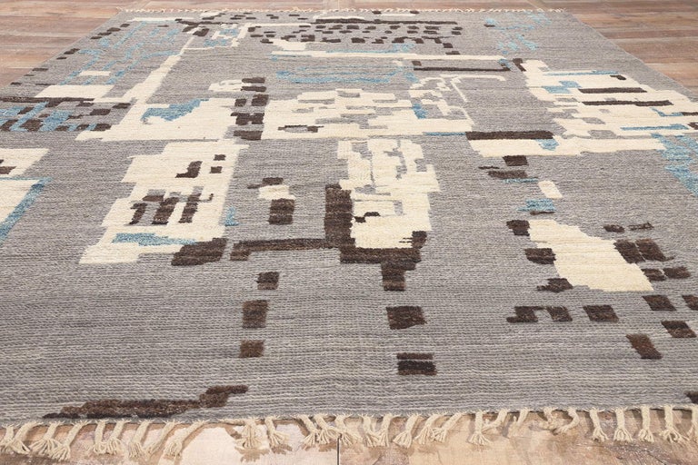 Earth-Tone Modern Moroccan High-Low Rug Inspired by Nature, Biophilic ...