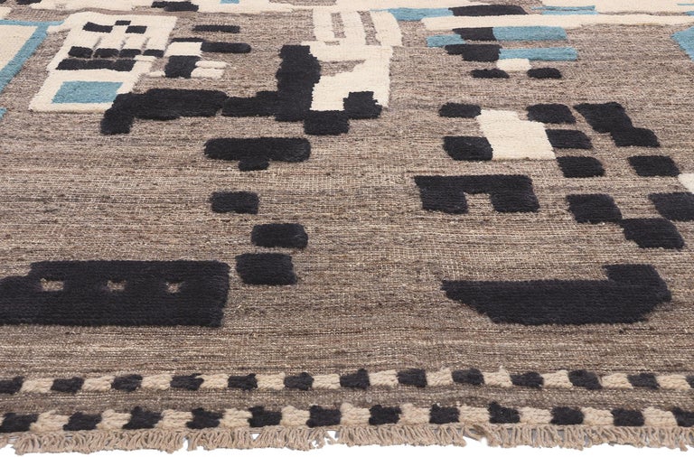 Earth-Tone Modern Moroccan High-Low Rug Inspired by Nature, Biophilic ...