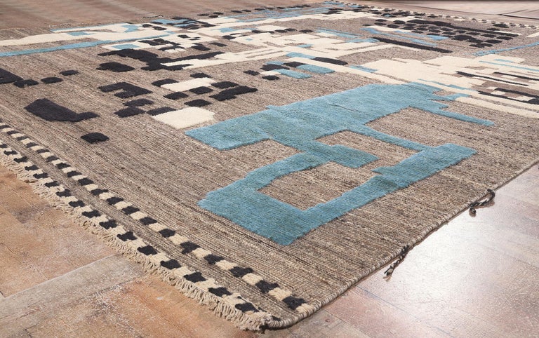 Earth-Tone Modern Moroccan High-Low Rug Inspired by Nature, Biophilic ...