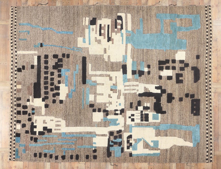 Earth-Tone Modern Moroccan High-Low Rug Inspired by Nature, Biophilic ...