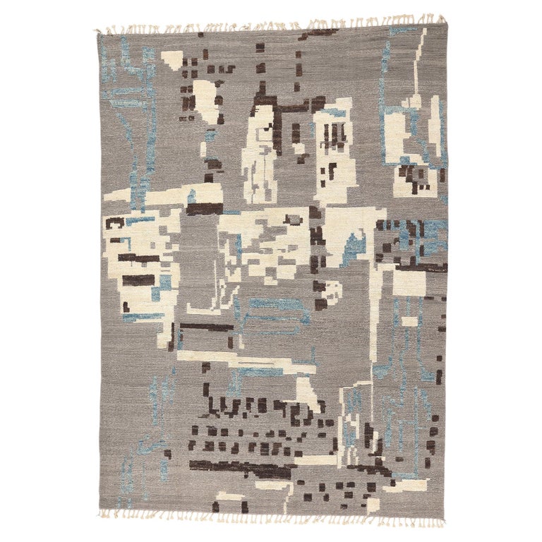Earth-Tone Modern Moroccan High-Low Rug Inspired by Nature, Biophilic ...