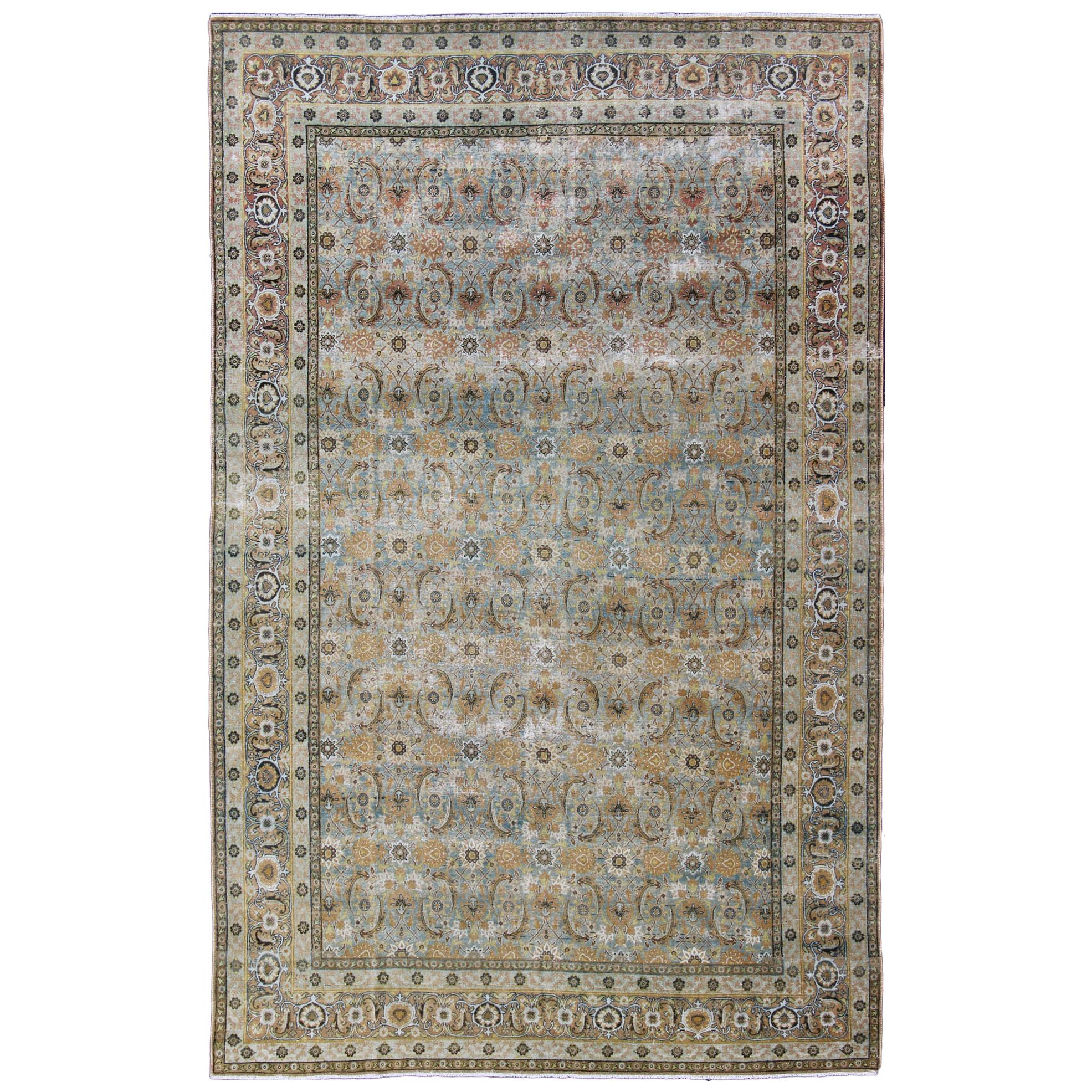 Antique Persian Hamadan Oriental Rug, Small Size, Geometric Design and ...