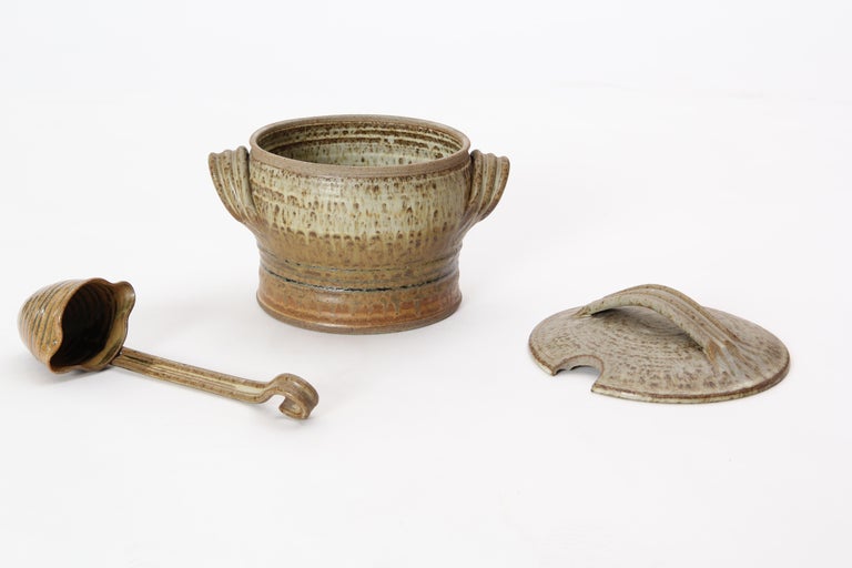 Earthenware Pot with Lid and Ladle at 1stDibs