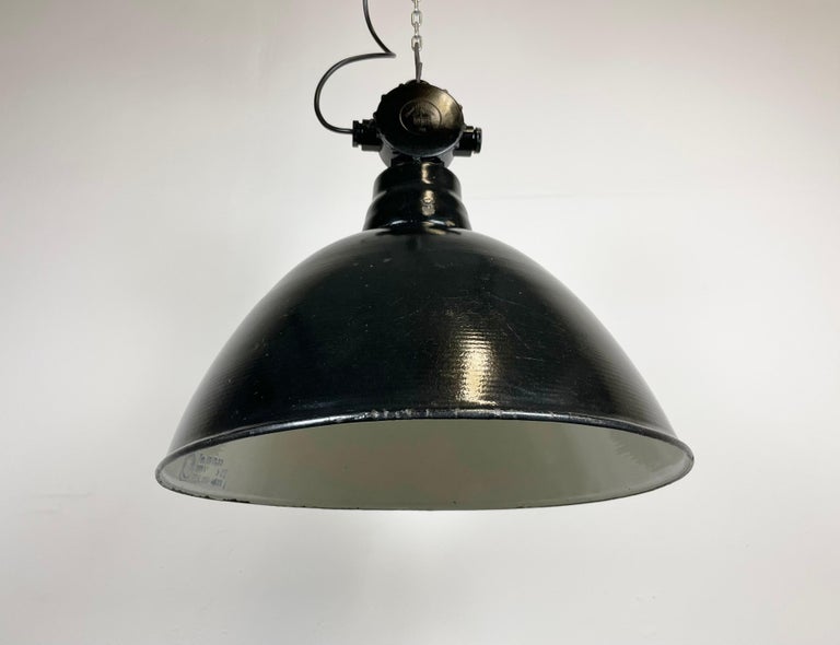 East German Black Enamel Factory Light by Lbd Veb Leuchtenbau Dresden ...