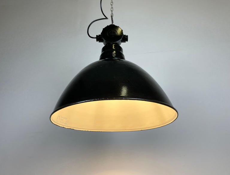 East German Black Enamel Factory Light by Lbd Veb Leuchtenbau Dresden ...